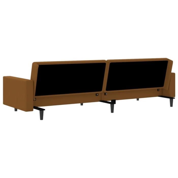 RHO - Canapés - Canapé-lit à 2 places avec repose-pied Marron Velours ...