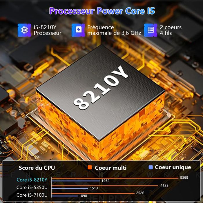 PC portable 16"FHD-Intel Core i5-8210Y(2C/4T,Jusqu'à 3.6GHz)-16Go RAM ...