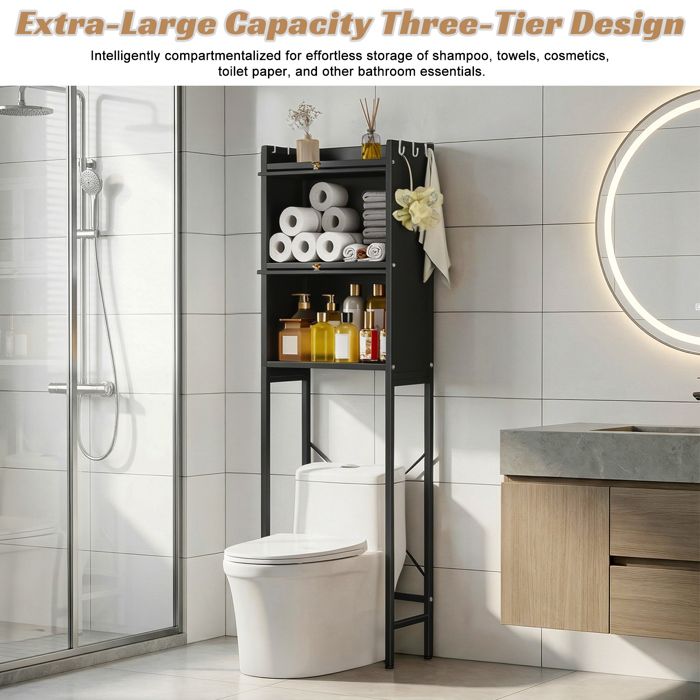 FLASIDU Colonne wc, Rangement wc, Armoire wc, 2 portes vitrées ...