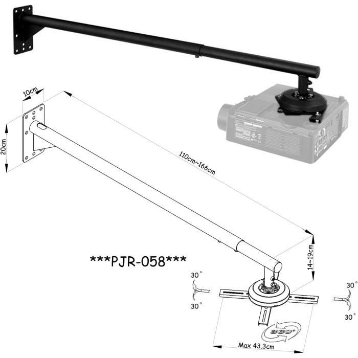 Support de plafond pour vidéoprojecteur et projecteur - Inclinable - Orientable (GP12DD) O ...