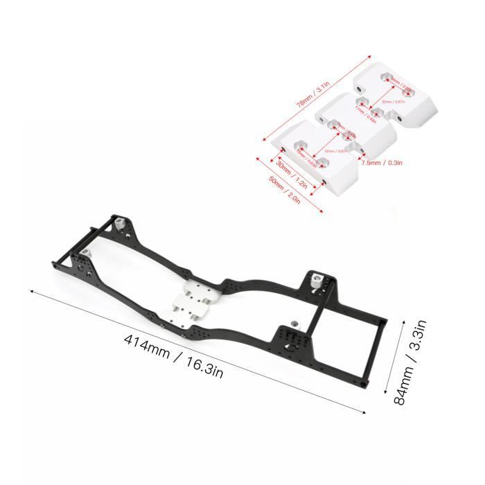 Poutre de cadre en carbone RC Kit de châssis en fibre de carbone LCG, réglage du centre de ...
