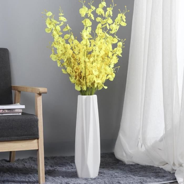 FABLCRREW Vase de sol à rayures blanches simples, vase décoré à la main ...