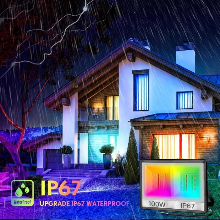 Spot Led Couleur 100W 2 In1 Rgb Projecteur Led Avec Télécommande,16 Couleurs Et 4 Modes 10000Lm ...
