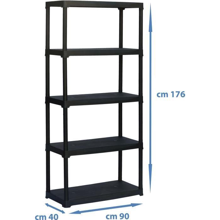 Etagère plastique TOOD - 5 tablettes - h176x90x40 - 30 kgs par tablette ...