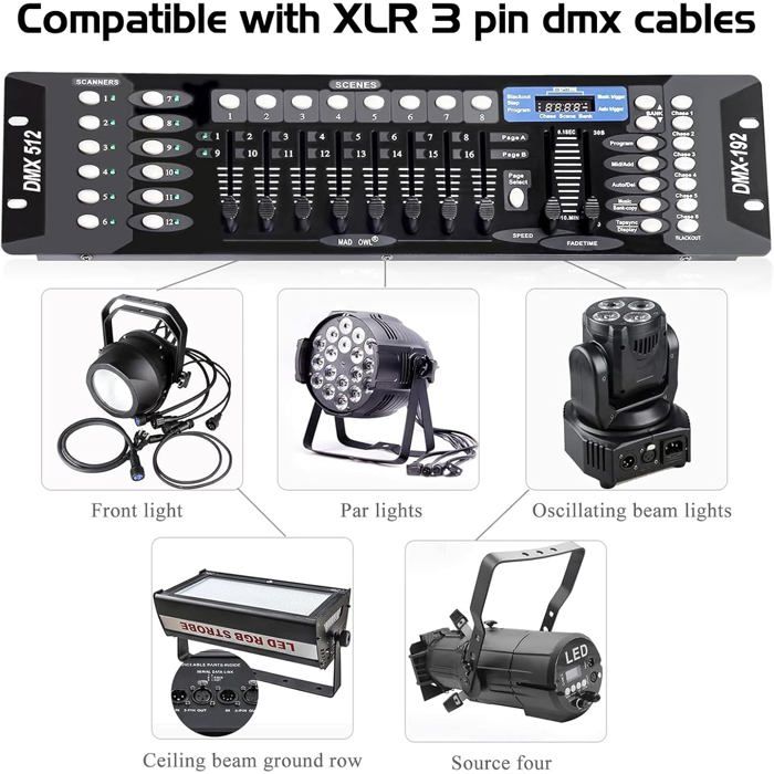 Controleur Dmx 512 Console Dmx 192 Canaux, Table Dmx 192CH Dmx512 Light ...