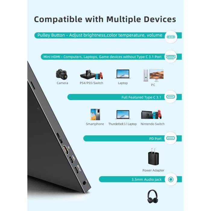 Moniteur Portable - CDISPLAY - CDisplay 17.3" - 1920 x 1080 - VESA ...