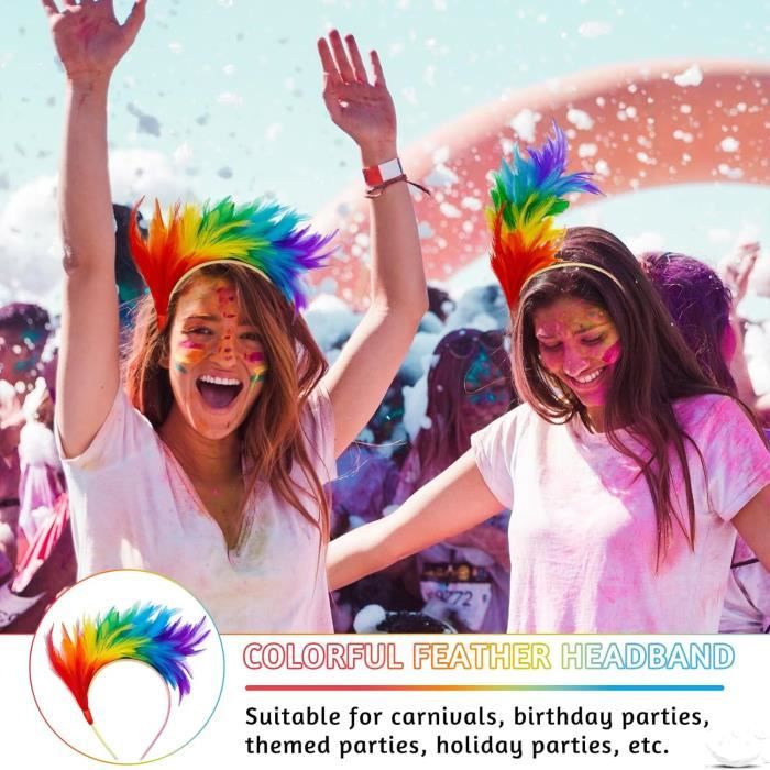 Bandeau à Plumes Colorées, Fascinateur Coiffe de Carnaval Serre-Têtes ...