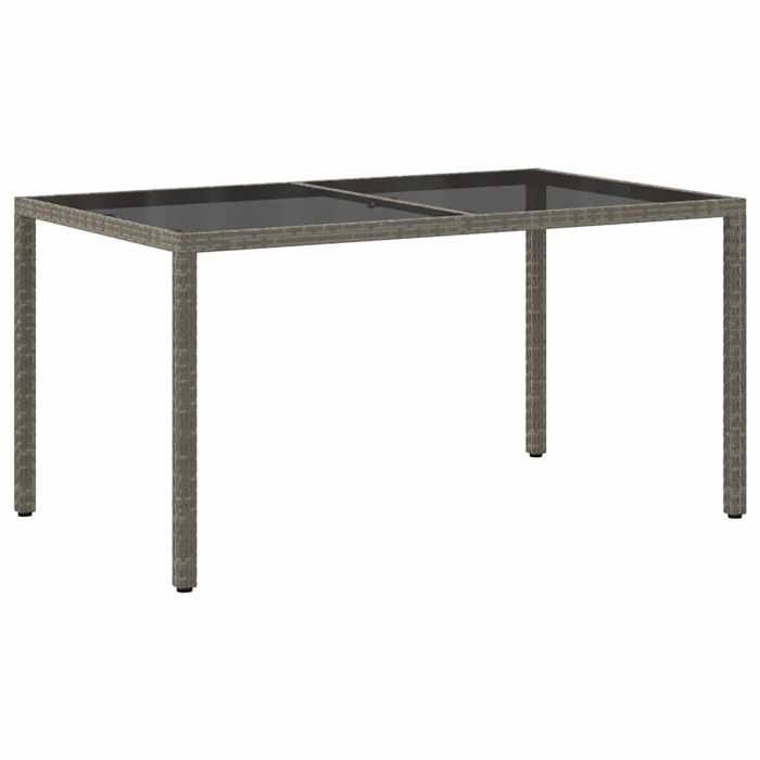 "NEW 2026"Table de jardin,1 pc,résine tressée et verre,gris et noir,150 ...