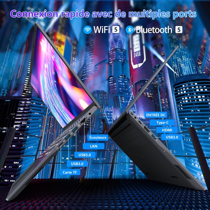 PC portable 16"FHD-Intel Core i5-8210Y(2C/4T,Jusqu'à 3.6GHz)-16Go RAM ...