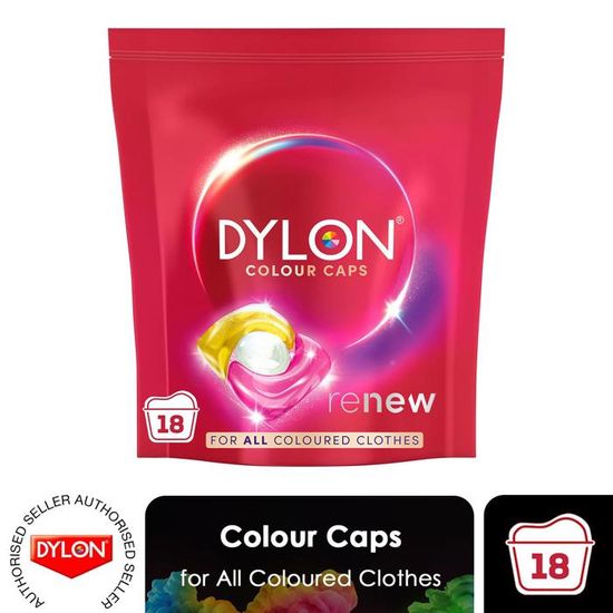 Dylon Colour Caps for Coloured Clothes, Laundry Detergent Pods, 18 ...