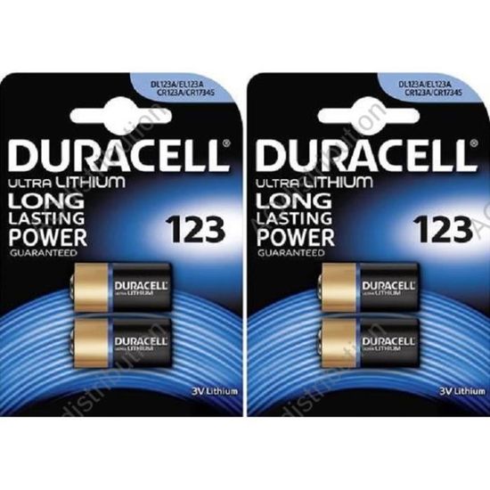4x Batterie 123 Duracell 3V Ultra Lithium - DL123A/EL123A/CR123A/CR17345 Blister - Cdiscount ...