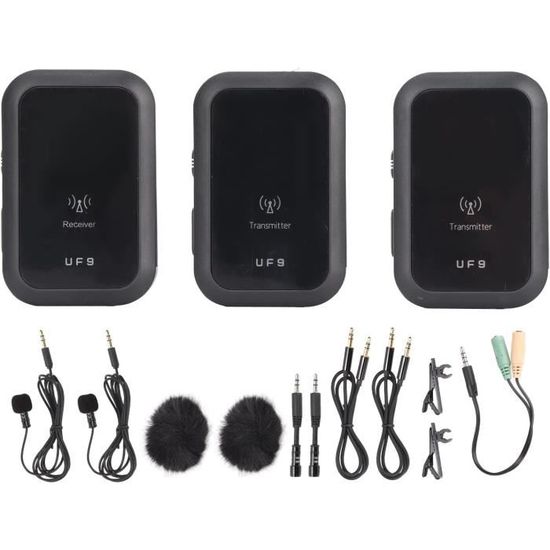Micro-Cravate Sans Fil, Uhf 1 Pour 2 Microphone Lavalier À Réduction De ...