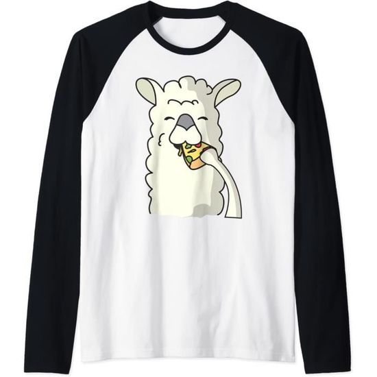 Lama Mangeant Une Pizza Drôle D'Alpaga Pizza Alimentaire Manche Raglan ...