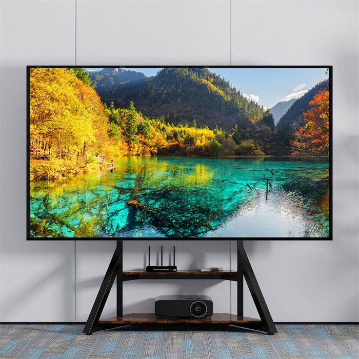 Support TV sur Pied avec 2 Étagères Meuble de Télévision de 40 à 75 ...