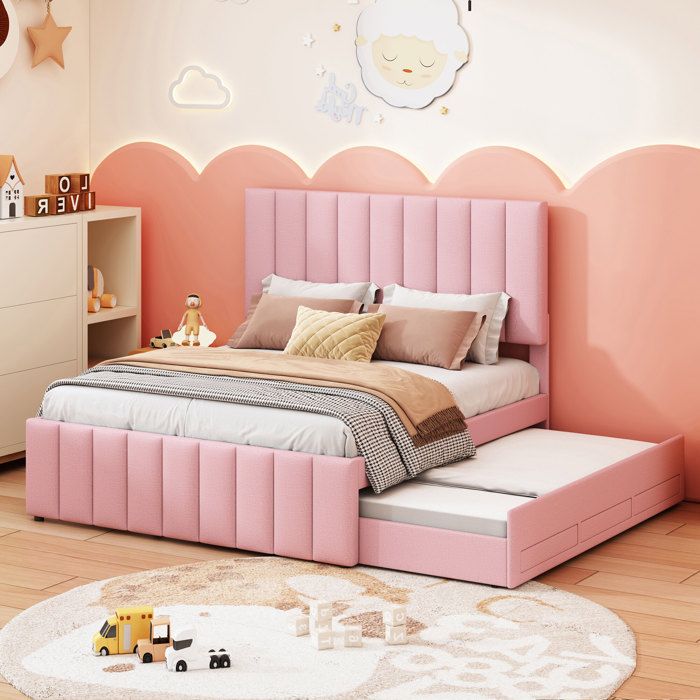 Lit fille 140x200 cm avec lit gigogne 140x190 cm et 3 tiroirs - lit ...