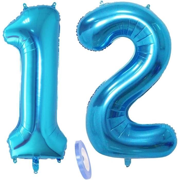 2 Ballons Numéro 12, Ballon 12 Ans Anniversaire Bleu Fille Garcon,40 ...