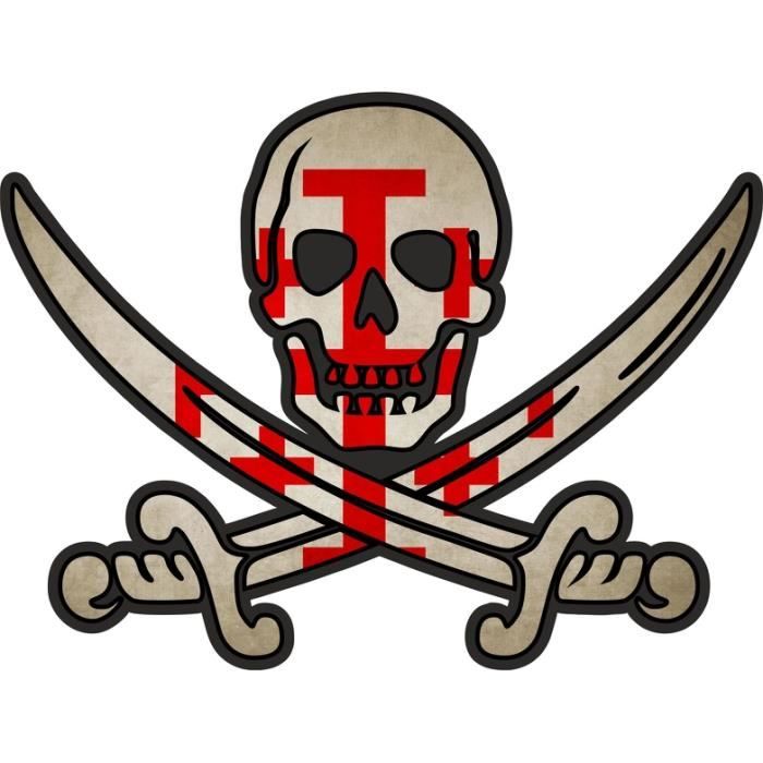 Autocollant sticker pirate jack rackham drapeau croix de jerusalem ...
