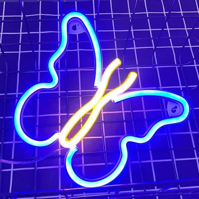 Papillon Néon Enseigne Au Néon Bleu Led Néons Mur Lumière Néon Usb Ou À ...