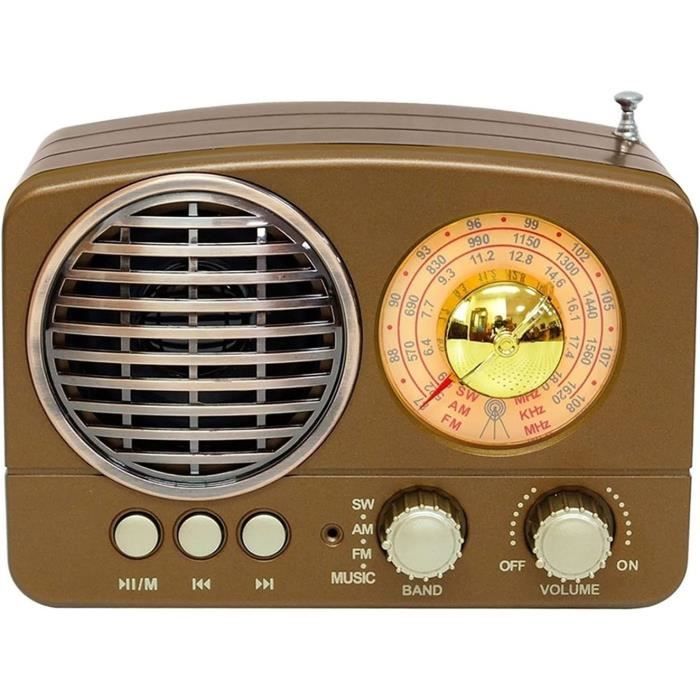 Radio Rétro Portable Sans Fil Bluetooth Hi-Fi Haut-Parleur Stéréo Fm Am ...