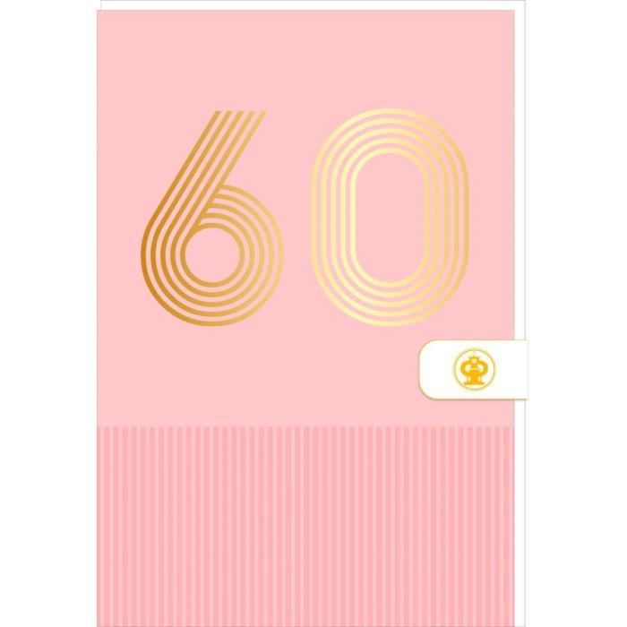 Carte D'anniversaire 60 Ans En Or - Rose - A Message - Pour Femme - 11 ...