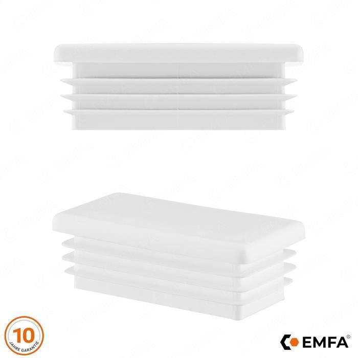 Bouchon plastique pour tube rectangulaire - 18x30 mm - 100 pièces – Blanc - Capuchon plastique ...