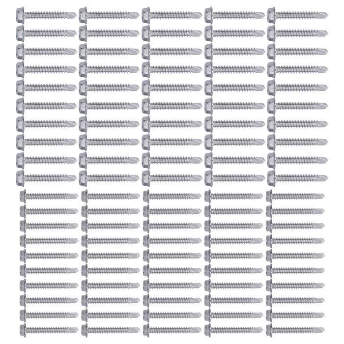 Trust-vis perceuses 100 pièces vis autotaraudeuses vis autoperceuses hexagonales en acier ...