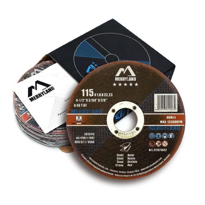 Merryland Disque à Tronçonner 115 Métal Acier Fer, 115 X 1,0 mm Disque ...