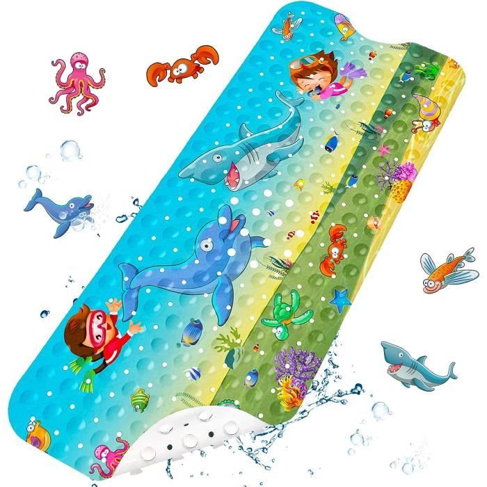 Tapis de Bain Antidérapant pour Enfants 100x40cm Tapis de Baignoire ...