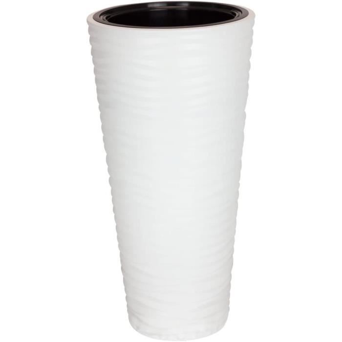 Form Plastic Sahara Pot de fleurs avec structure ondulée Blanc brillant ...