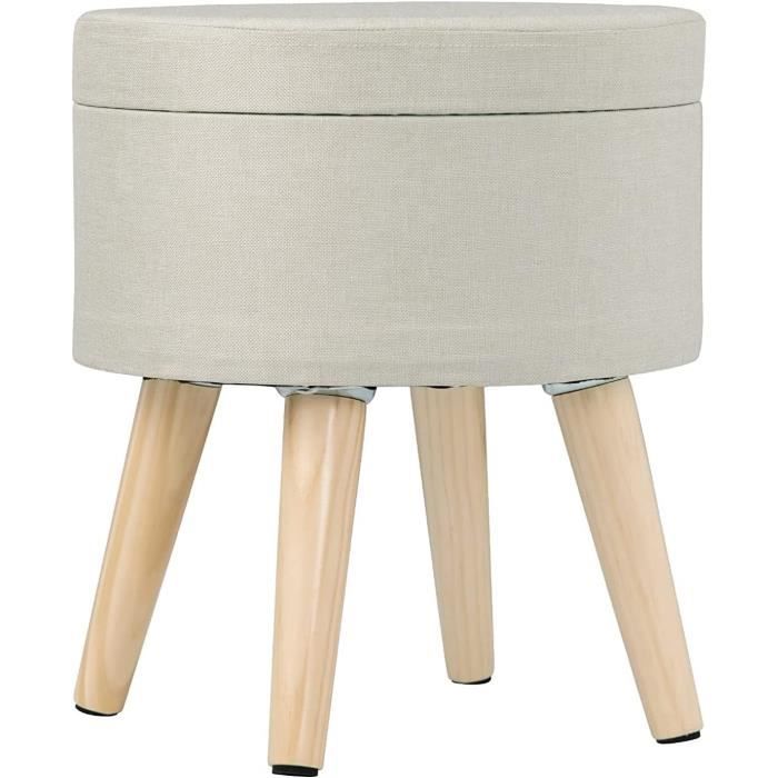 Pouf Salon Repose-Pieds En Lin, Tabouret De Chaise Rembourré Rond ...