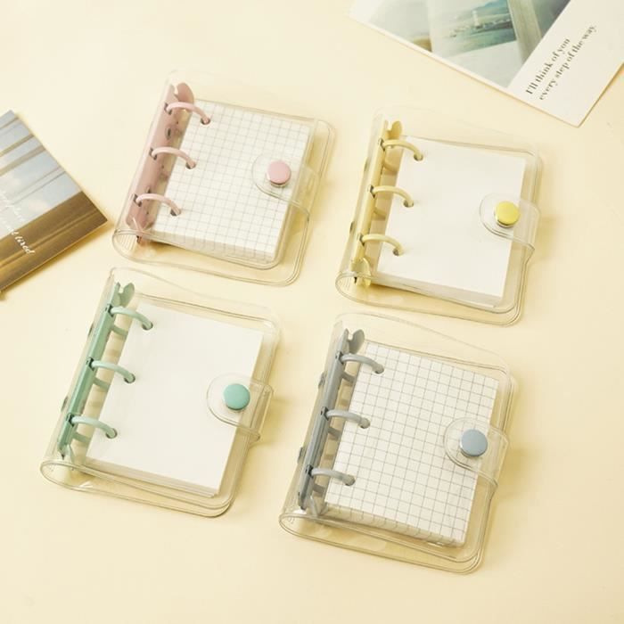 Mini Classeur 3 Anneaux Transparent avec Pages Intérieures à Grille et ...
