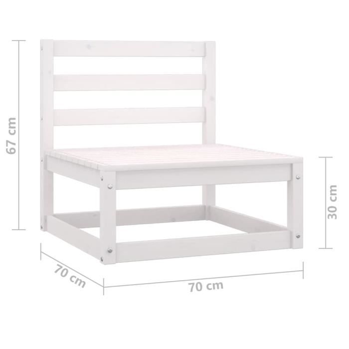 (3075230) Canapé à 2 places de jardin Blanc Bois de pin solide DBA ...