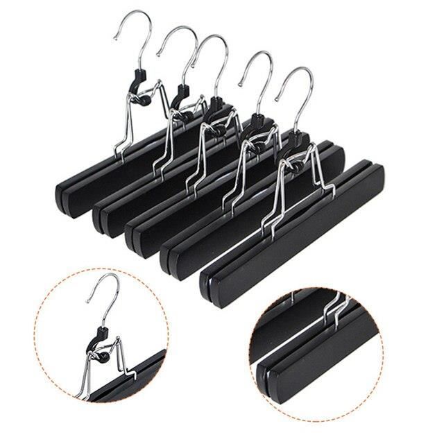 CINTRE,Black--Cintres en bois de noyer pour jupe et pantalon, 6 pièces ...