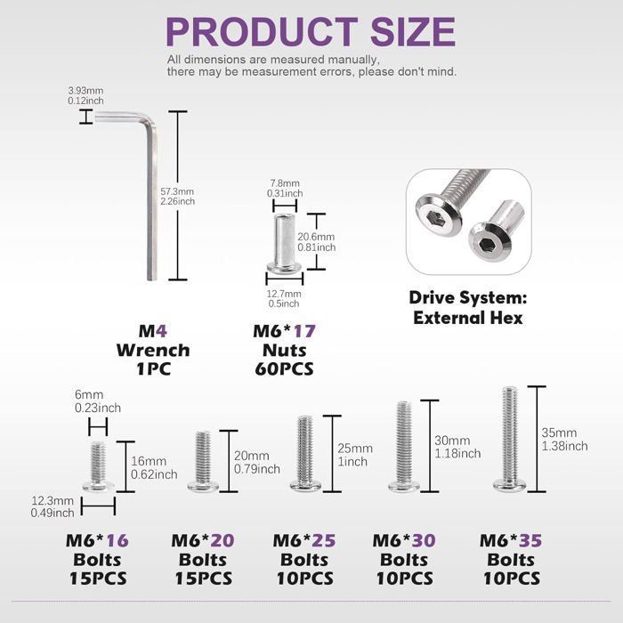 Lot De 120 Boulons Hexagonaux Plaqués Nickel M6 X 16 Mm/20 Mm/25 Mm/30 ...