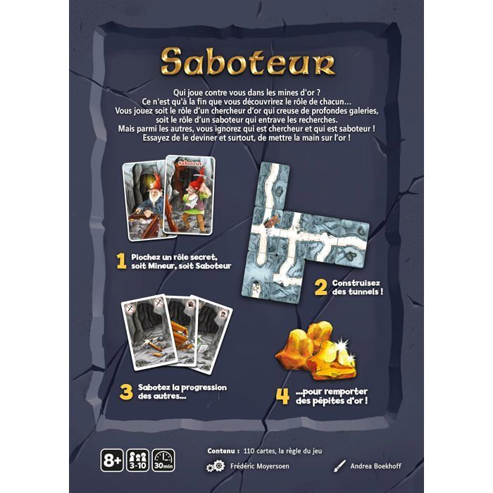 AMSABO Jeu de Cartes Saboteur Noir pour Joueurs de 8 à 99 Ans ...