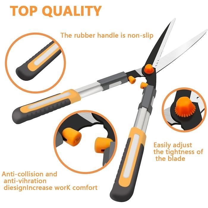 Cisailles à Haie Manuell 61CM,Sécateur Cadeau,Lame en Acier au Carbone ...