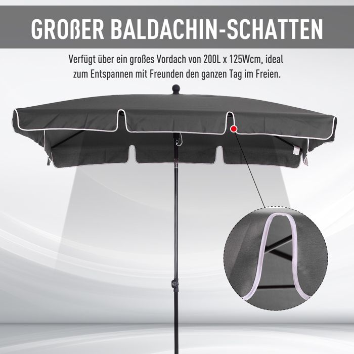 Parasol gris pliable multi‑usage plage jardin balcon pare‑soleil ...