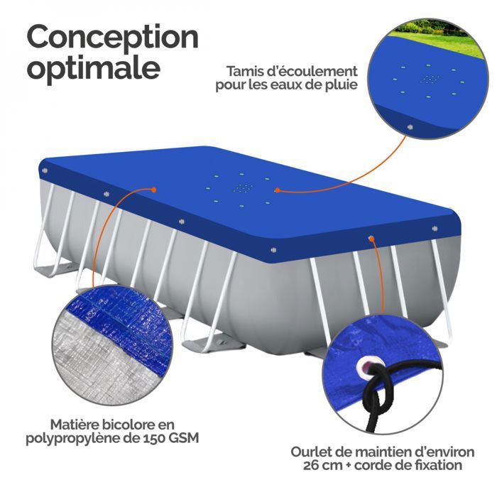 Bâche de protection réversible 4 saisons pour piscine hors sol ...