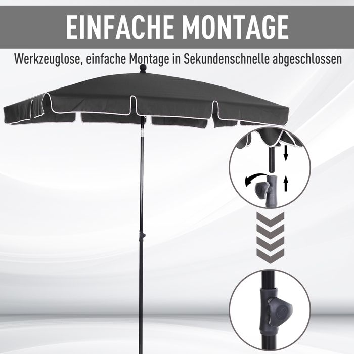 Parasol gris pliable multi‑usage plage jardin balcon pare‑soleil ...