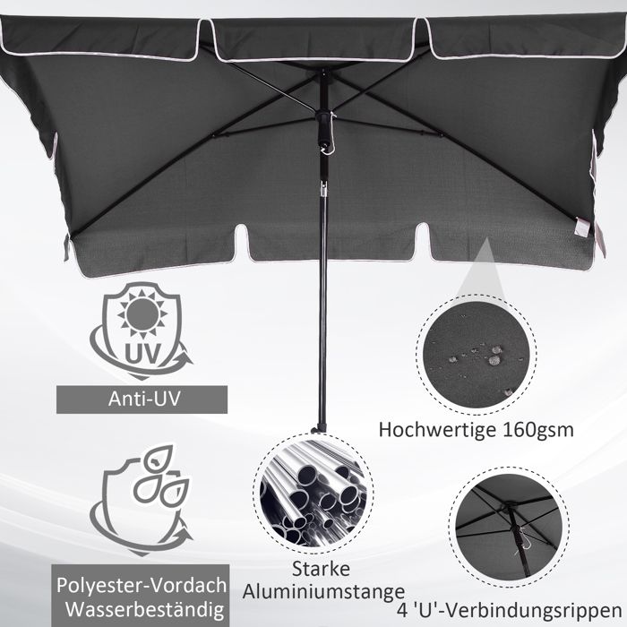 Parasol gris pliable multi‑usage plage jardin balcon pare‑soleil ...