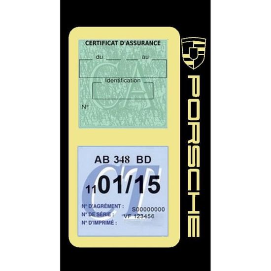 PORSCHE VD53 BEIGE POCHETTE ETUI VIGNETTE ASSURANCE VOITURE ET CONTROLE ...