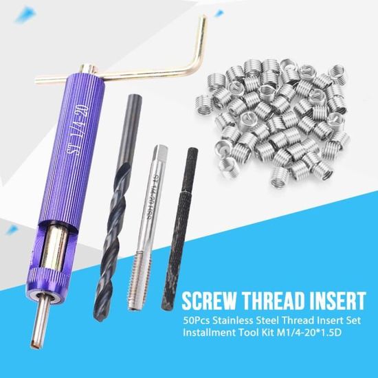 Cikonielf Insert de réparation de filetage 50 pièces d'inserts filetés en acier inoxydable Kit d ...