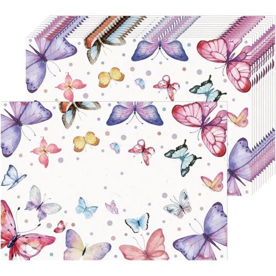 Lot De 50 Sets De Table En Papier Motif Papillon, Sets De Table ...