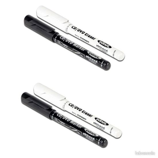 3 X Stylo feutre marqueur + effaceur pour CD DVD Blu-Ray - Noir ...