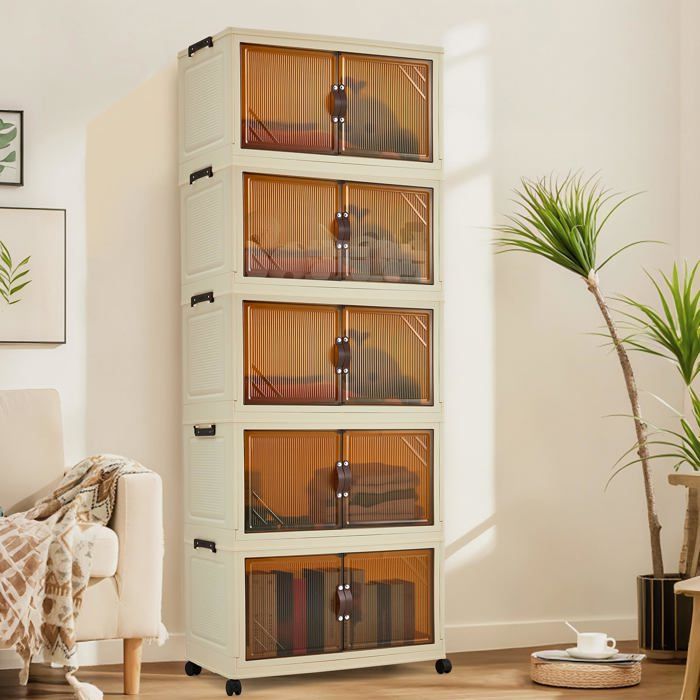 Meuble de rangement pliable - LUNSY - 5 niveaux - 138 cm de hauteur ...