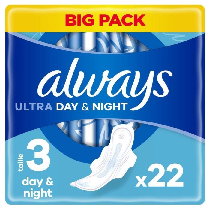 Serviettes hygiéniques - ALWAYS - Ultra Day and Night Avec Ailettes ...
