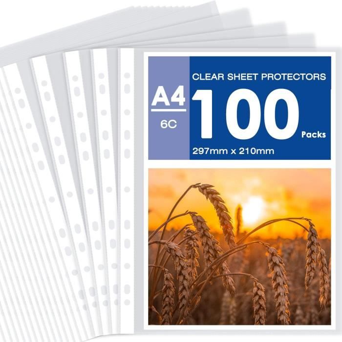 Sachet De 100 Pochettes Plastiques Perforées A4, Qualité Polypropylène ...