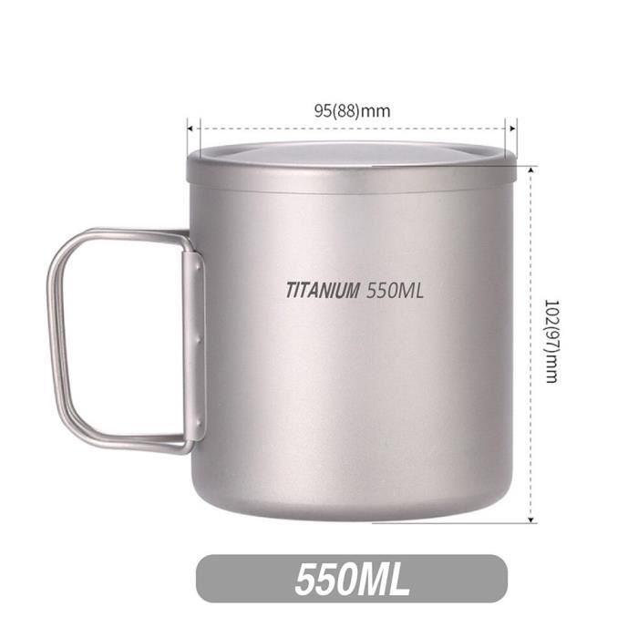 Ustensiles de repas,Tasse à eau Double paroi en titane pour l'extérieur,tasse à café ou à thé ...