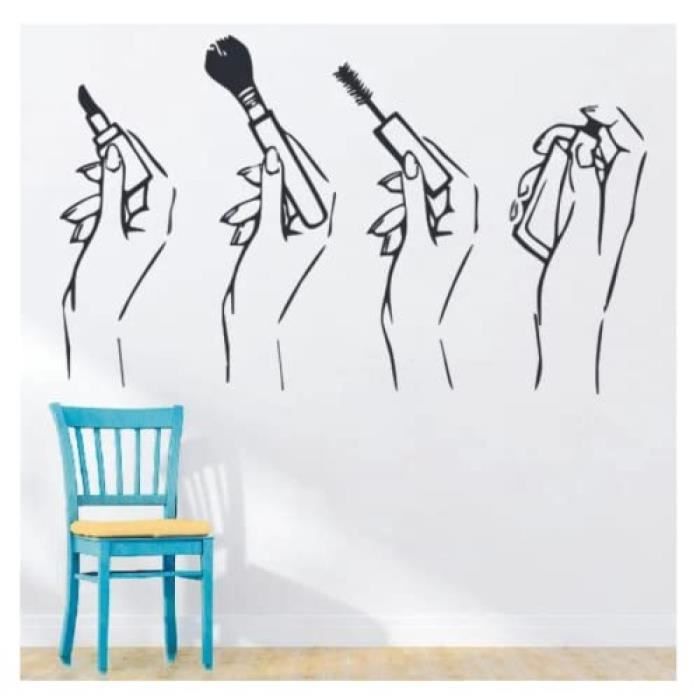 Salon de Beauté Vinyle Sticker Femmes Mains Maquillage Décor Nail ...