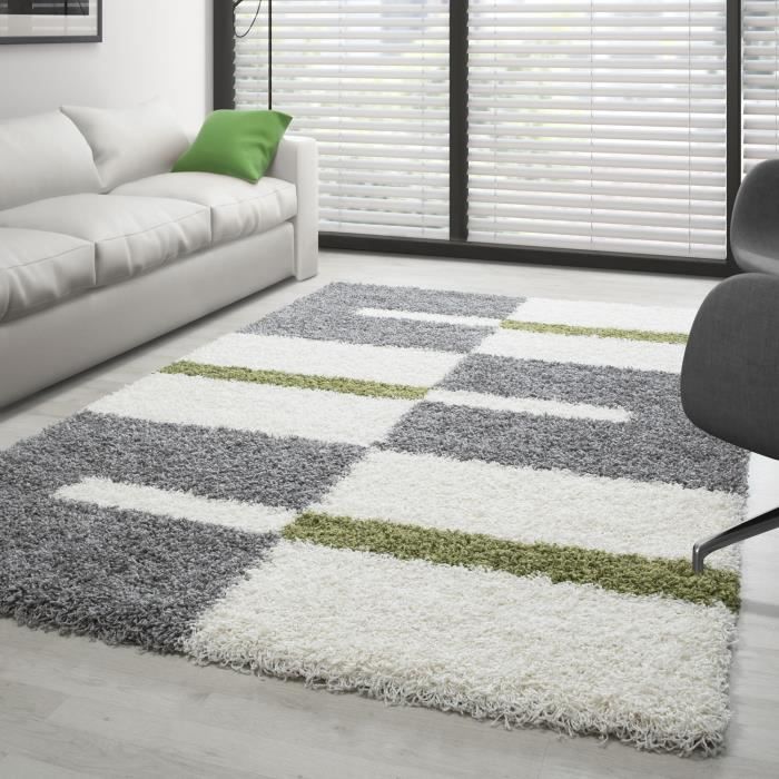 Tapis moderne design poil long carreaux tapis Shaggy pour le salon ...